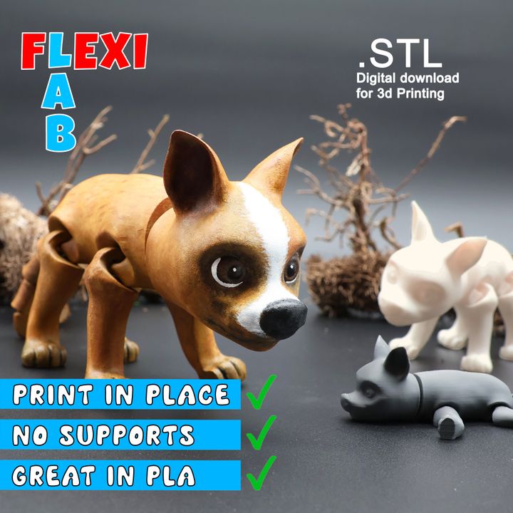 3D Printable Cute Flexi Dog by Nikolaus Richter 3D Printable Cute Flexi Dog by Nikolaus Richter
